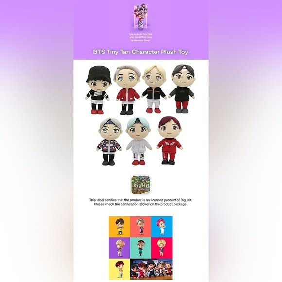 HYBE | Other | New Sealed Bts Tinytan Official Micdrop Jin Plush Doll ...